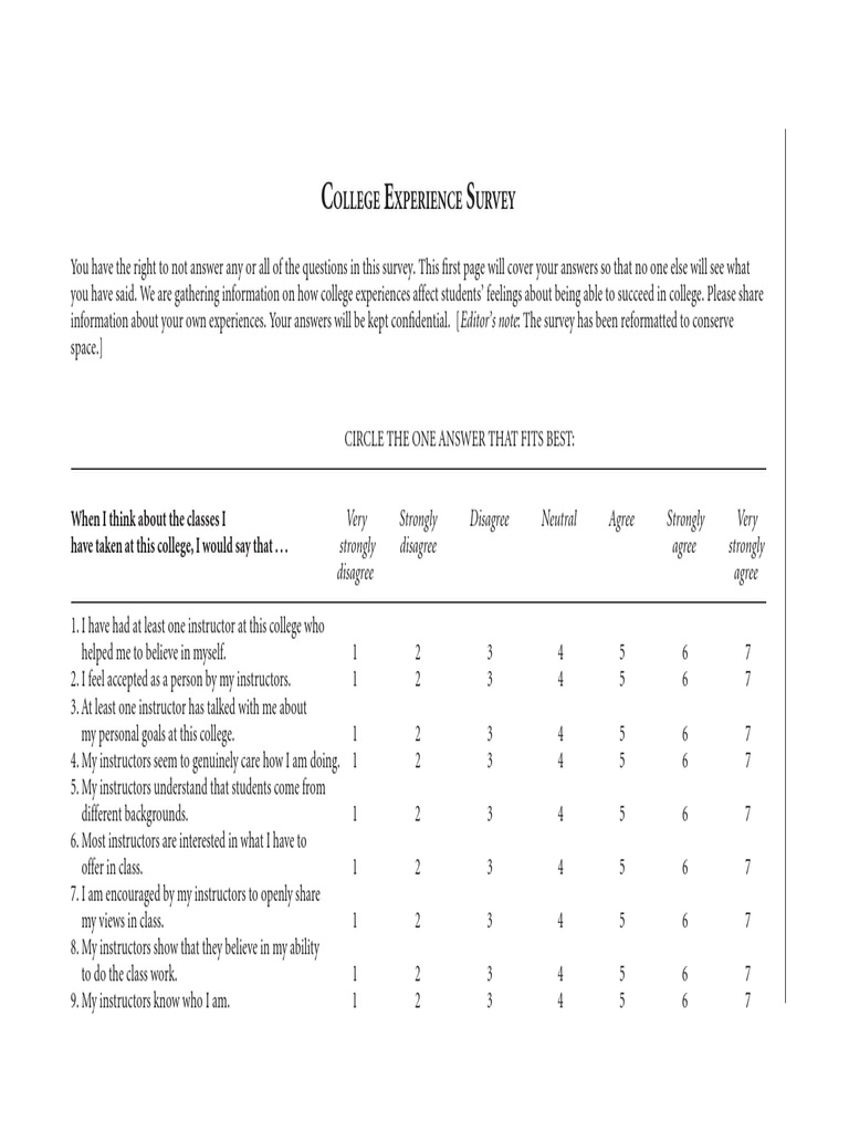 College Experience Questionnaire | PDF | Race And Ethnicity In The ...