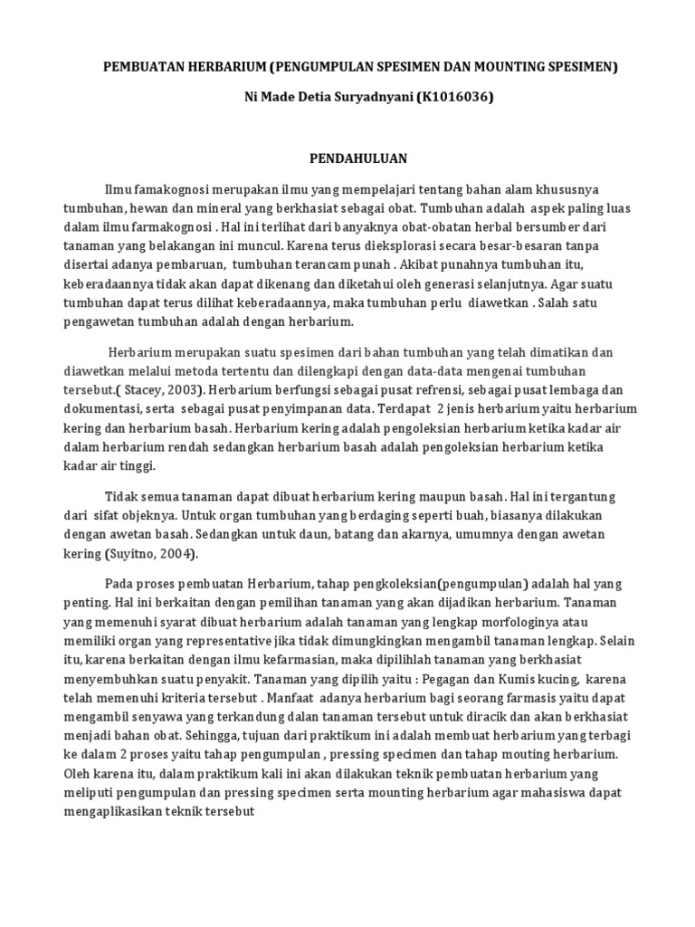 Pembuatan Herbarium | PDF | Griya & Taman | Kesehatan Holistik