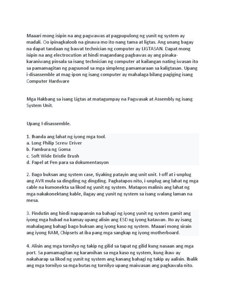 Dissamble at Assemble System Unit | PDF