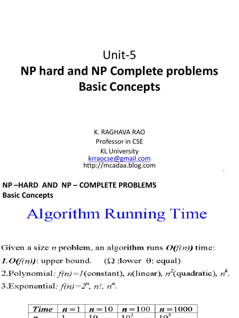 Unit-5-Np Hard and NP Complete Problems-1 | Download Free PDF | Time Complexity | Computational ...