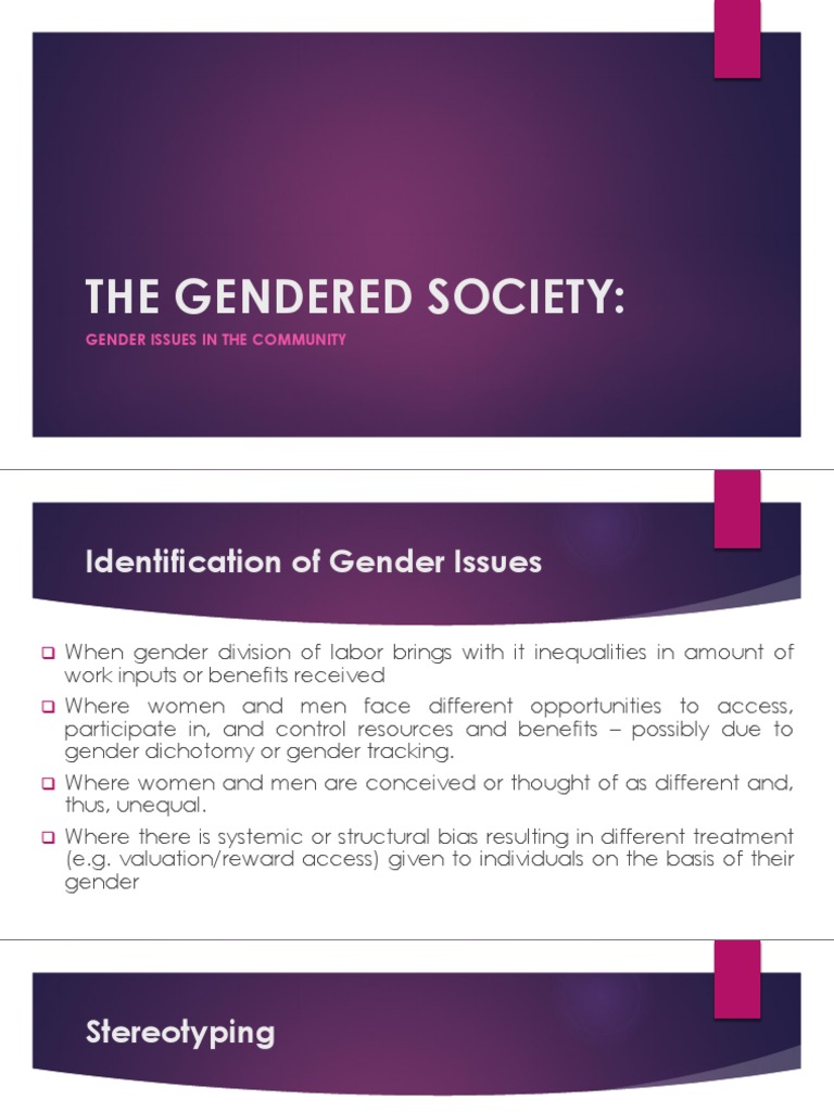 The Gendered Society:: Gender Issues in The Community | PDF | Gender ...