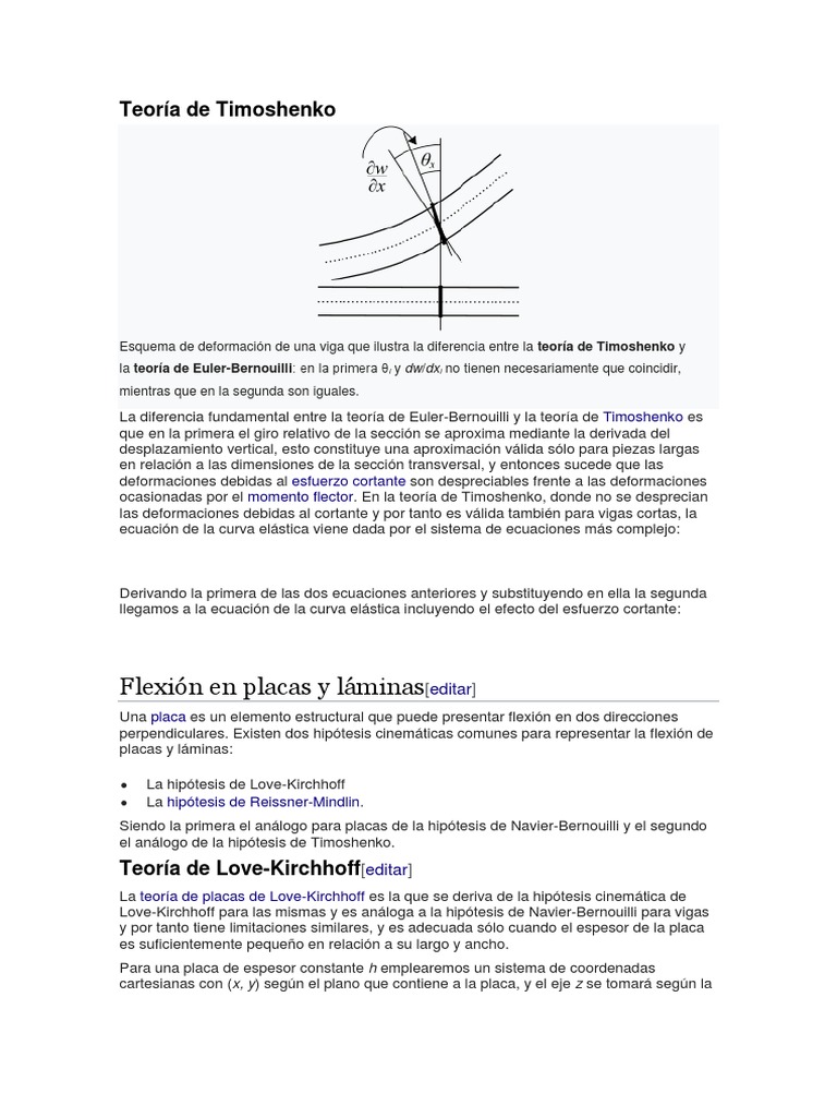 Teoría de Timoshenko | PDF | Doblar | Ingeniero civil