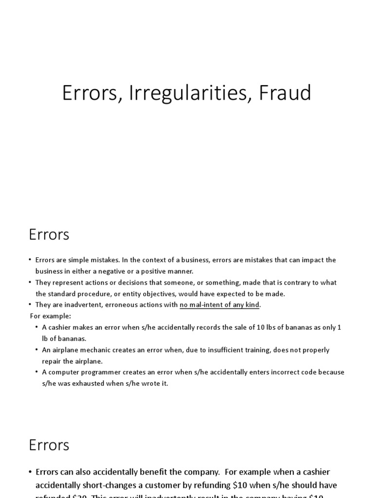 4-Errors, Irregularities, Fraud | PDF | Error | Fraud