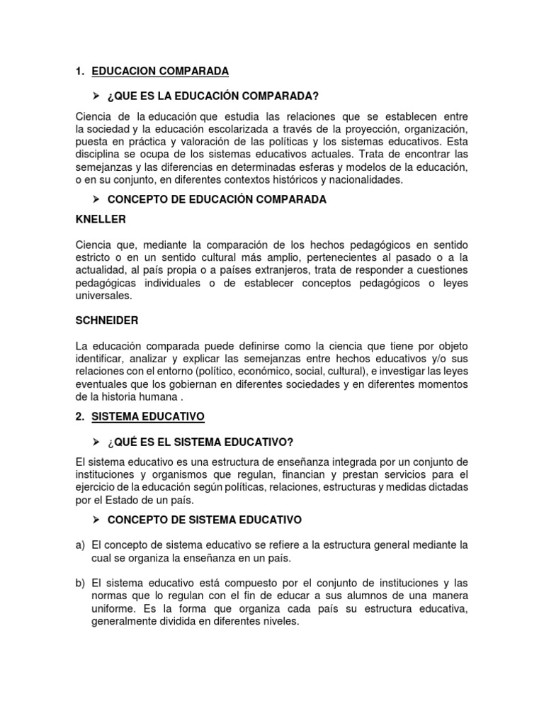 Educacion Comparada | PDF | Sistema | Sociedad