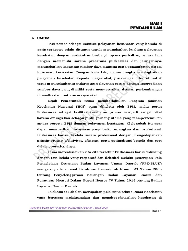 Rba Puskesmas Pabelan 2020 Bab I | PDF