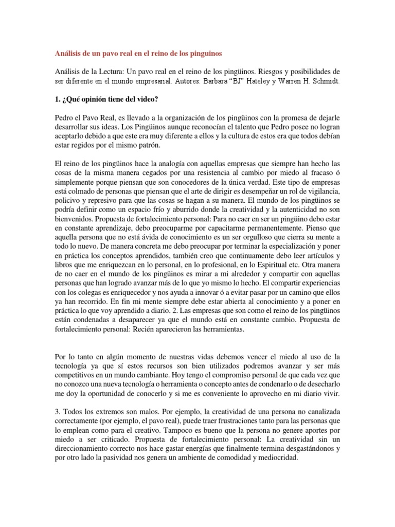 Análisis de "Un pavo real en el reino" | PDF | Aves | Creatividad