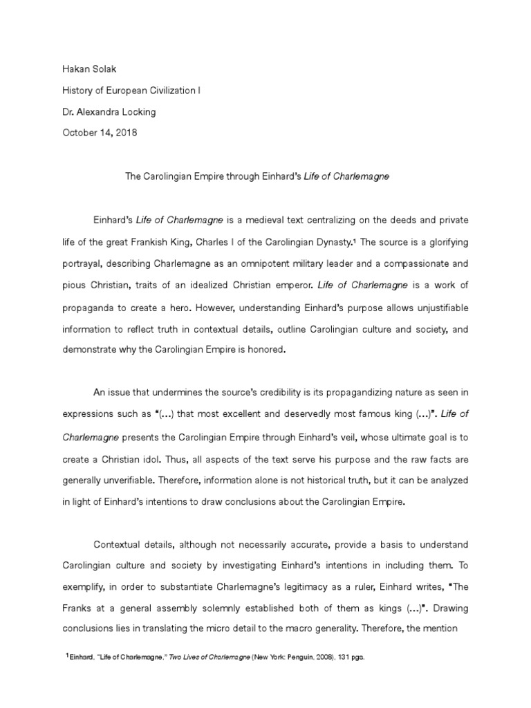 Einhard-Life of Charlemagne Analysis As A Primary Source | PDF ...