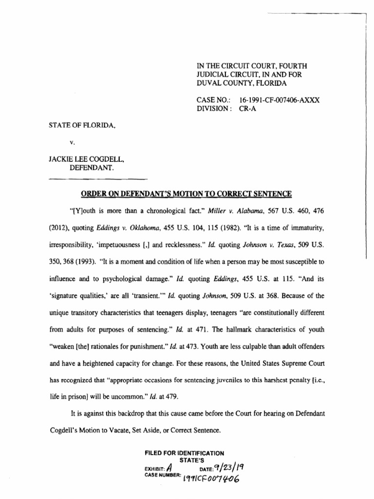 Order On Defendant's Motion To Correct Sentence | PDF