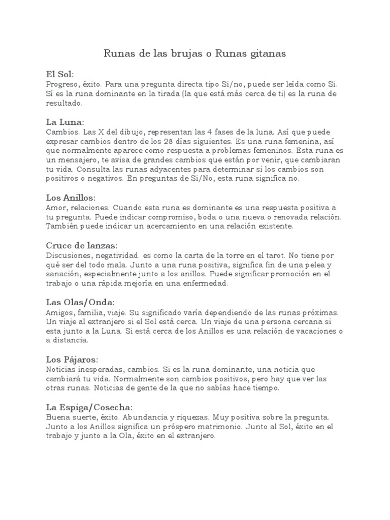 Runas de Las Brujas o Runas Gitanas | PDF | Dom | Amor