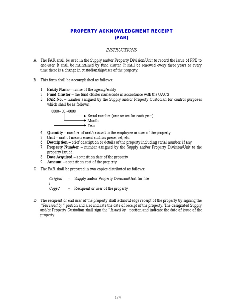 Appendix 71 - Instructions - PAR | PDF