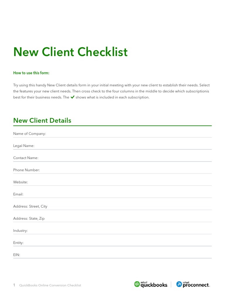 QuickBooks Online Client Onboarding Checklist | PDF | Quick Books | Invoice