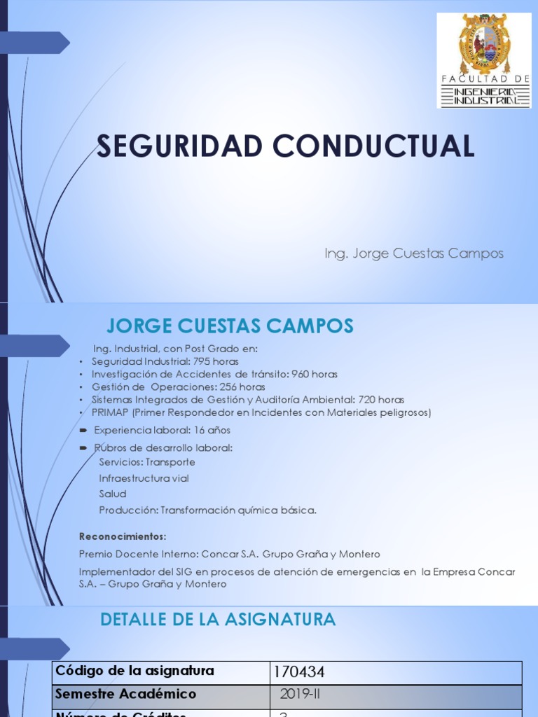 Seguridad Conductual: Ing. Jorge Cuestas Campos | PDF | Actitud ...