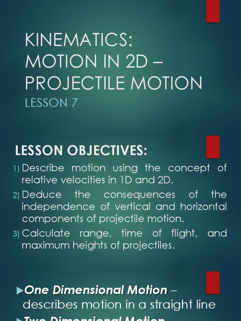 Lesson 7 Kinematics Motion in 2D Projectile Motion | PDF | Projectiles ...