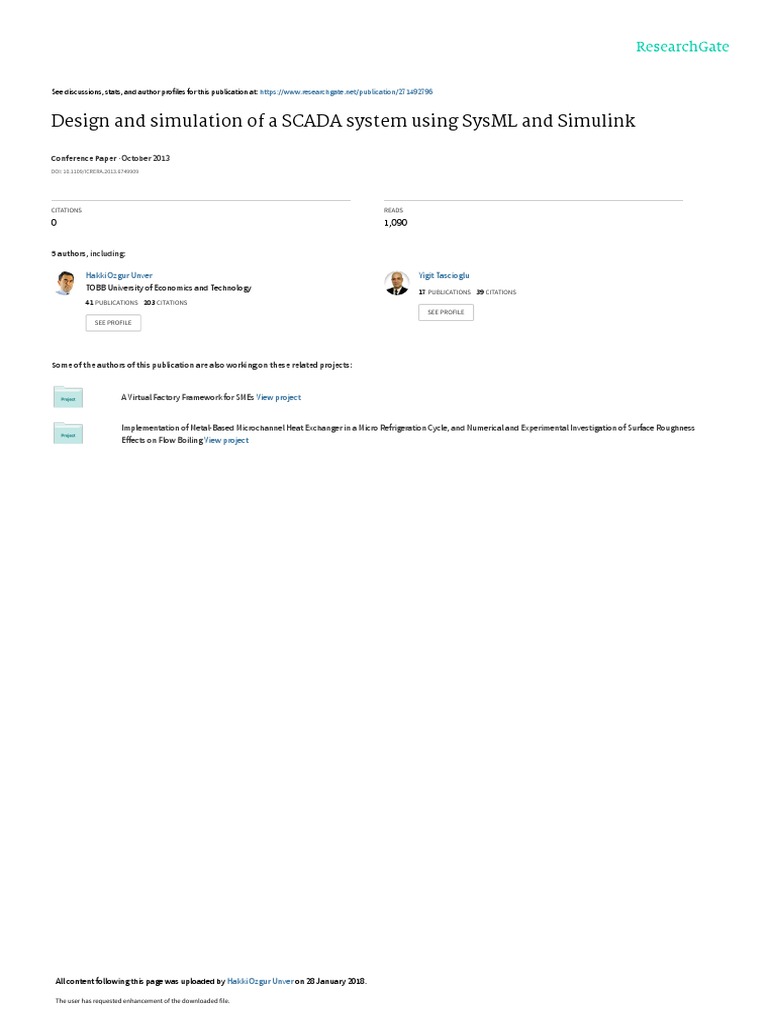 Design And Simulation Of A Scada System Using Sysml And Simulink Pdf Unified Modeling 6270