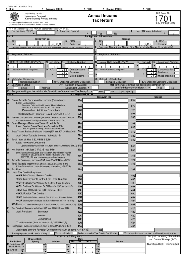 1701 | Tax Deduction | Taxpayer
