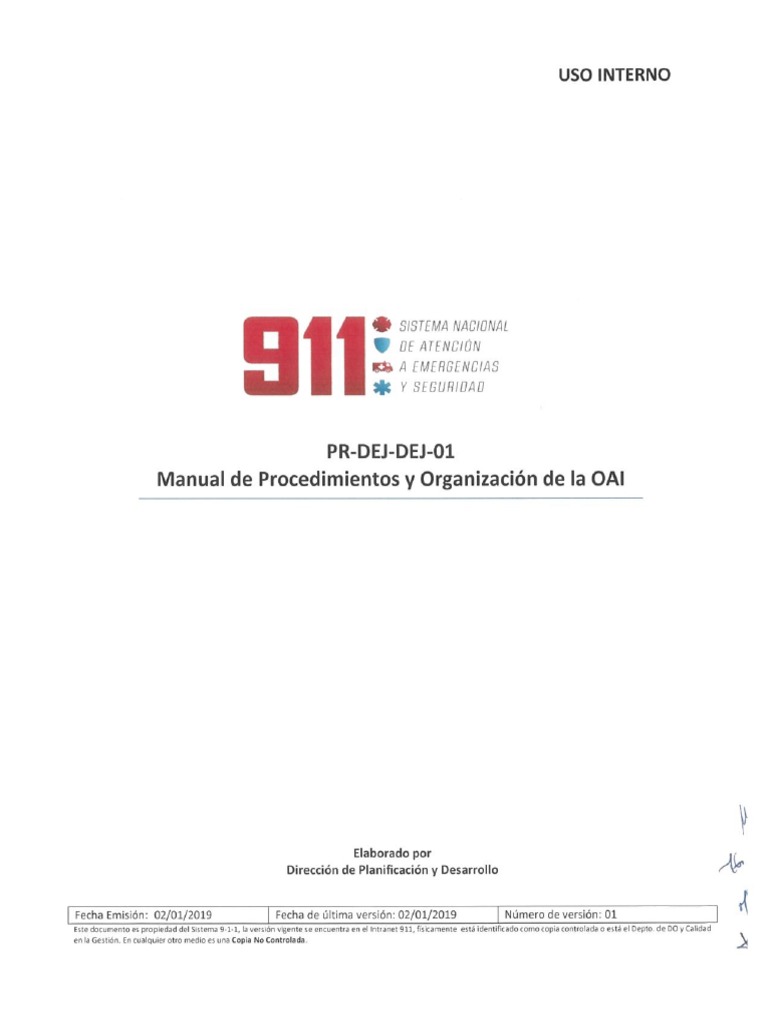 Manual de Procedimientos 911 | PDF