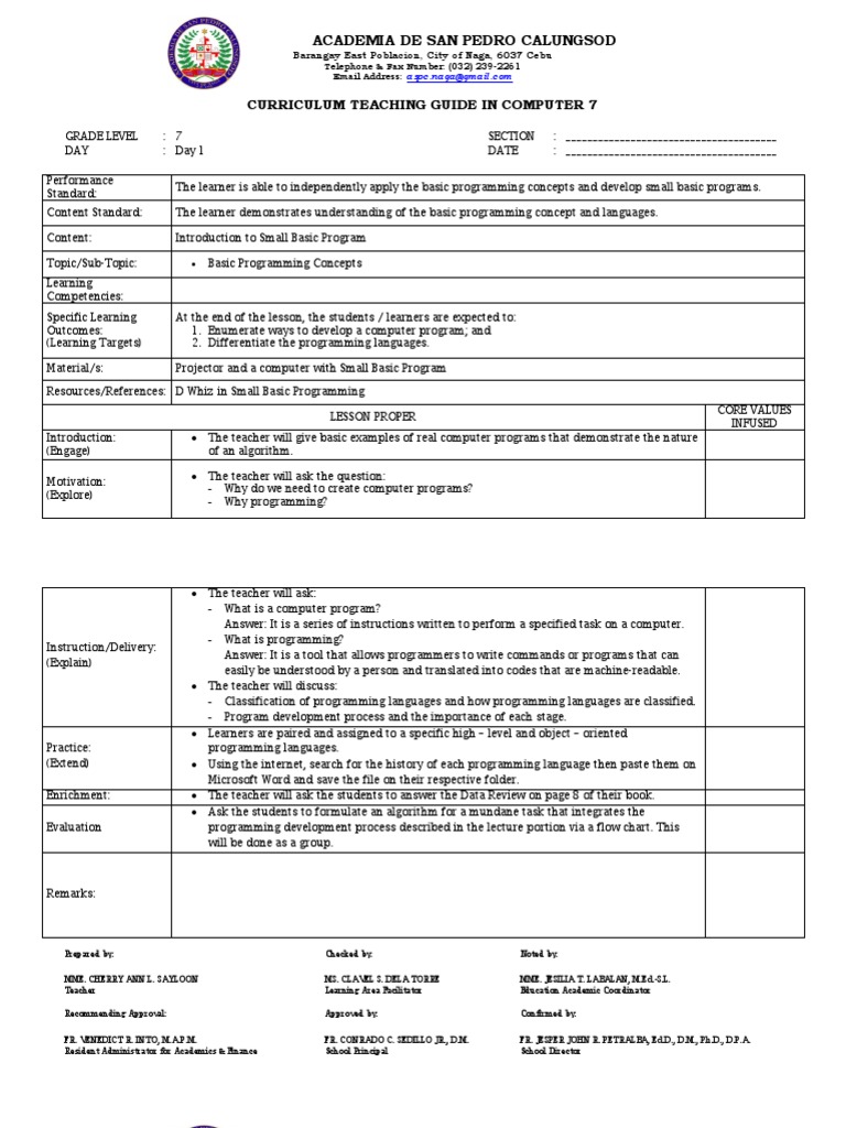 Teaching Guide Computer G7 - 1st Quarter | PDF | Area | Curriculum