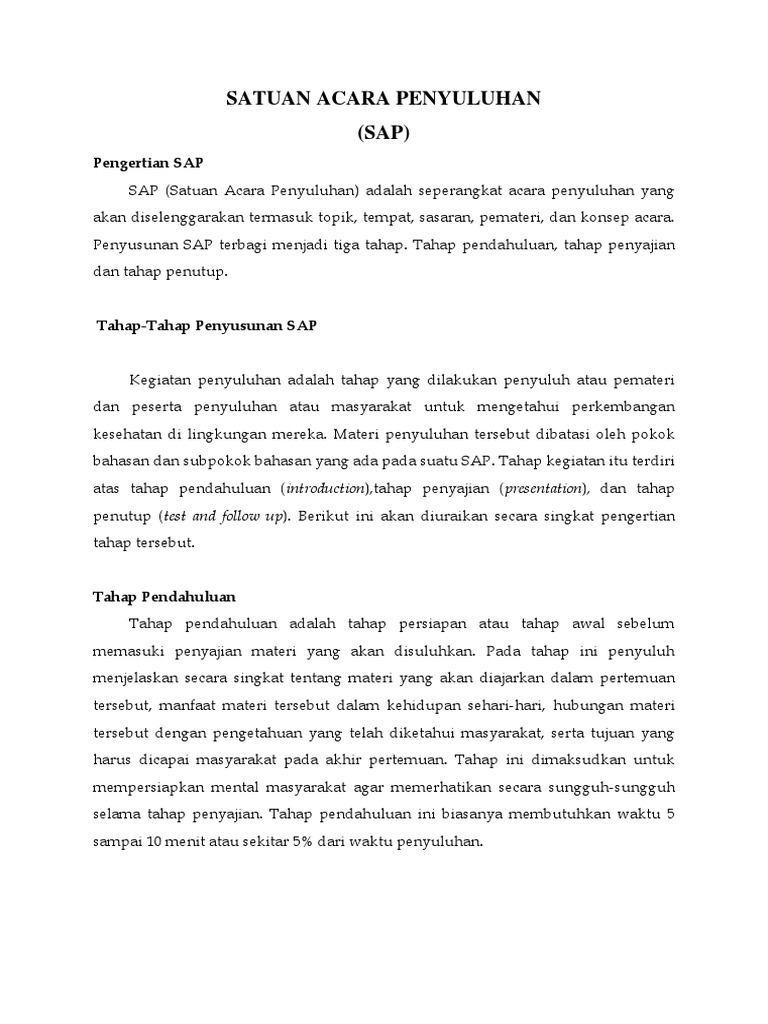 Penyuluhan Kesehatan: Satuan Acara | PDF