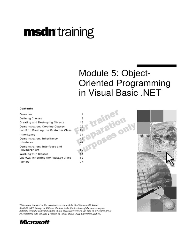 0041 Course Oop In Vb Dotnet Pdf Class Computer Programming Object Oriented Programming 9199