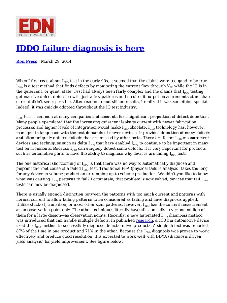 IDDQ Failure Diagnosis Is Here: Ron Press | PDF | Semiconductor Device ...