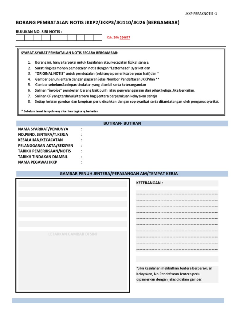 Borang Pembatalan Notis JKKP | PDF