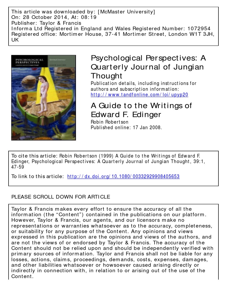 Guide to Edward F. Edinger's Works | PDF | Carl Jung | Self