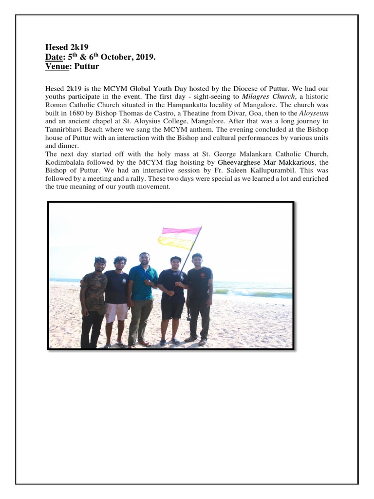 MCYM Bangalore - Hesed 2K19 | PDF