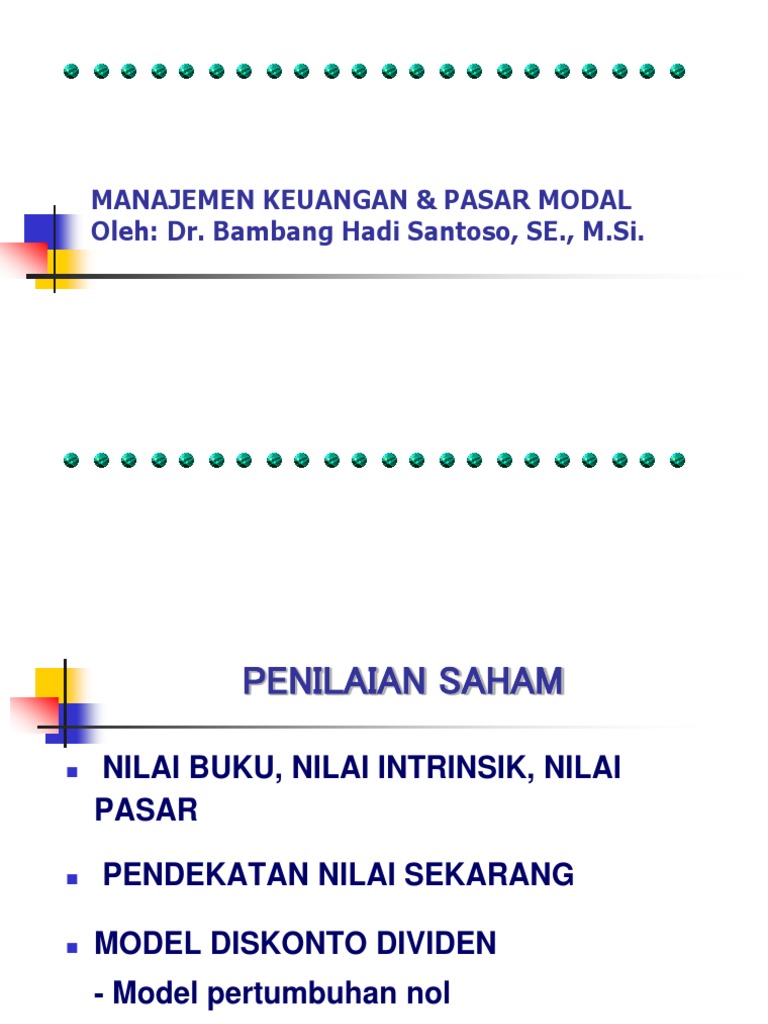 Bambang Hadi Santoso, Stock Valuation | PDF