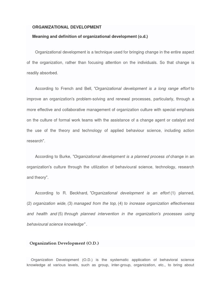 Organizational Development Meaning and Definition of Organizational ...