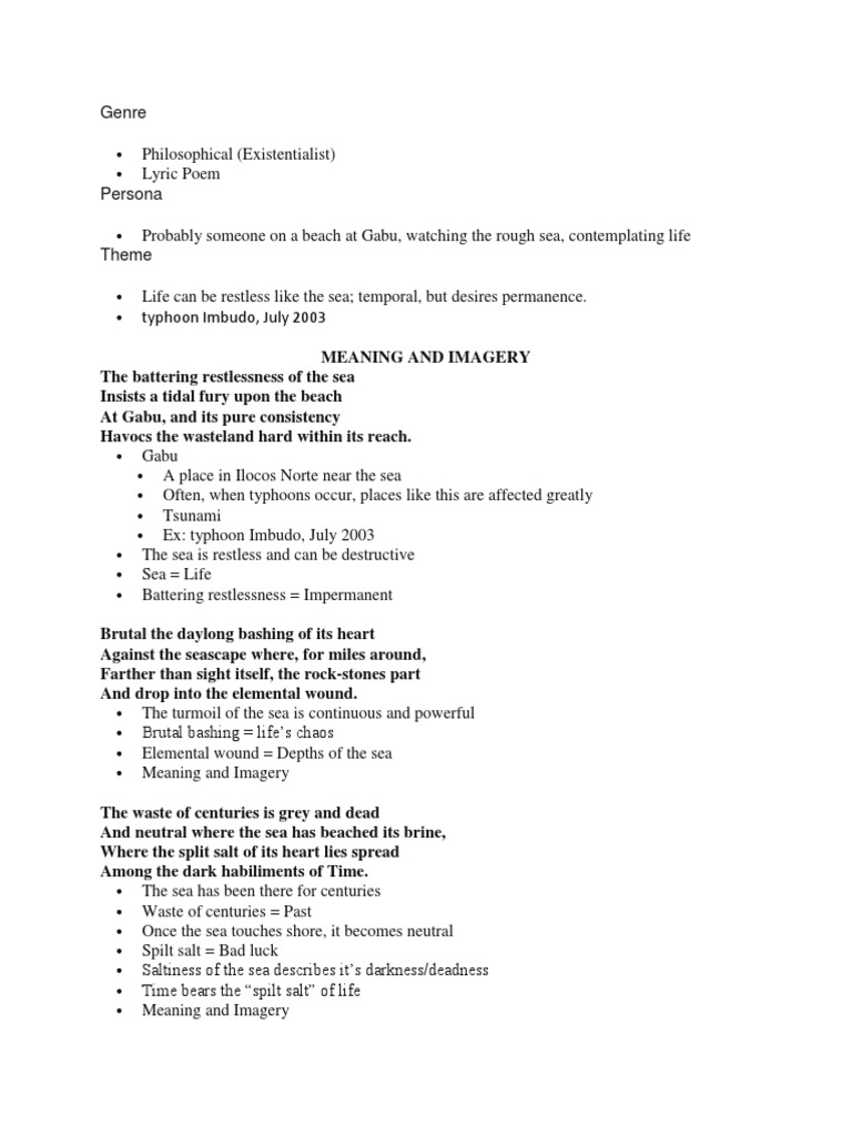 Poem Analysis | PDF | Sea
