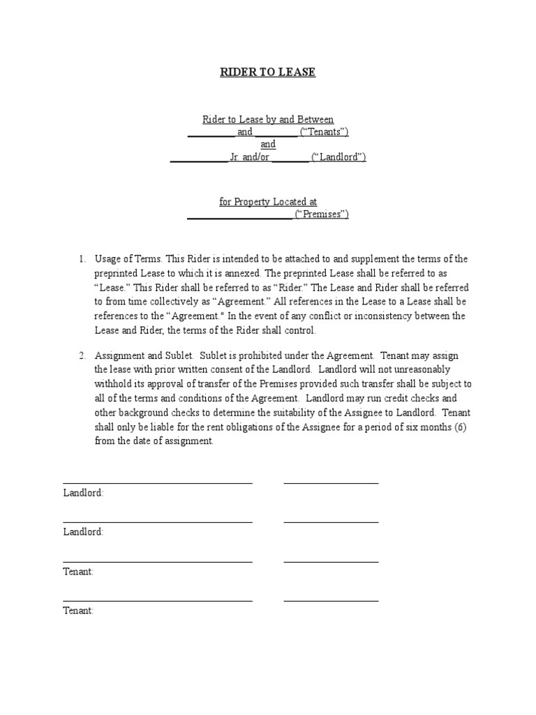 Rider To Lease 1 | PDF