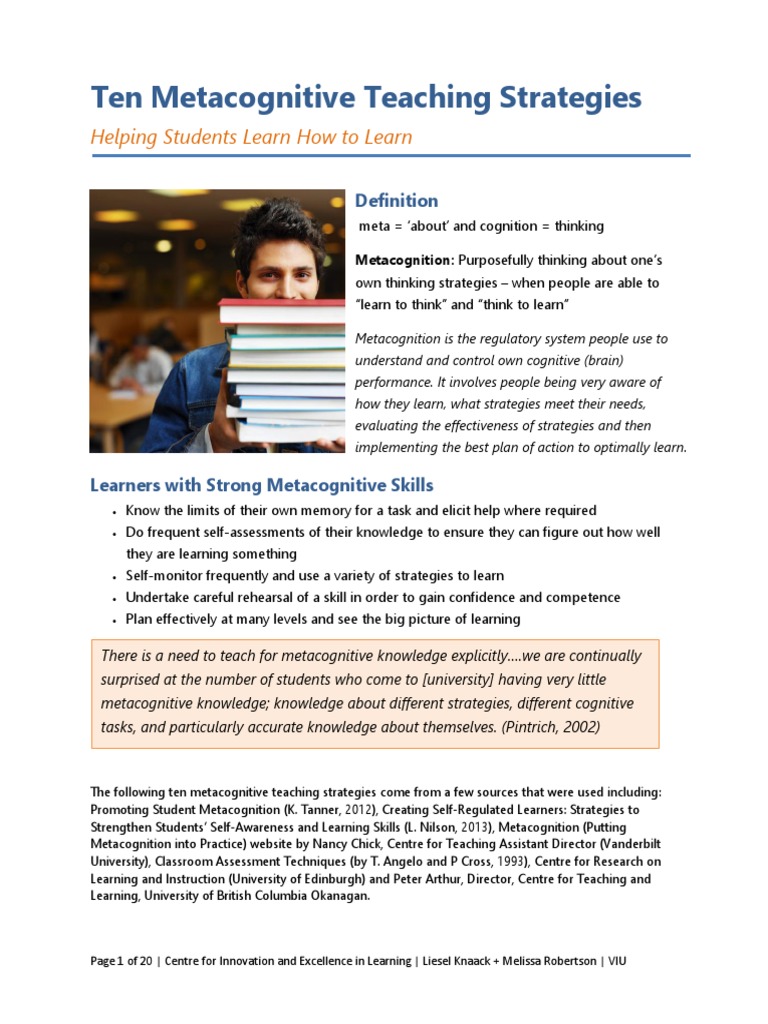 Ten Metacognitive Teaching Strategies | PDF | Metacognition | Test ...