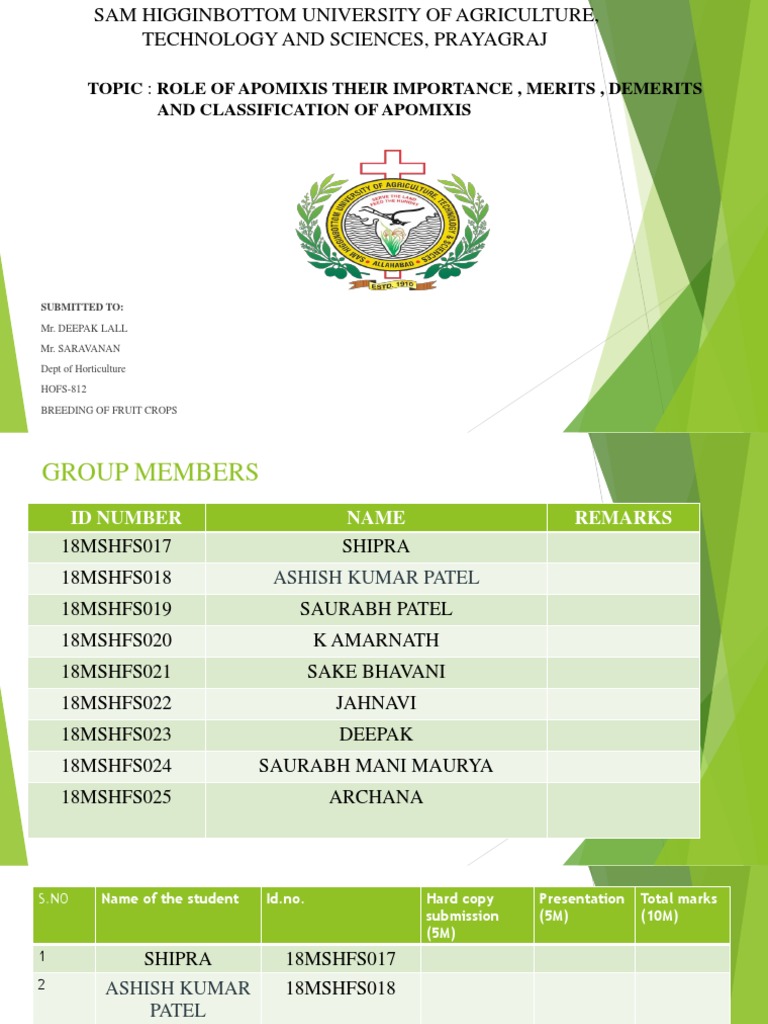 Apomixis Final Ppt-1 | PDF | Horticultural Techniques | Sexual Reproduction