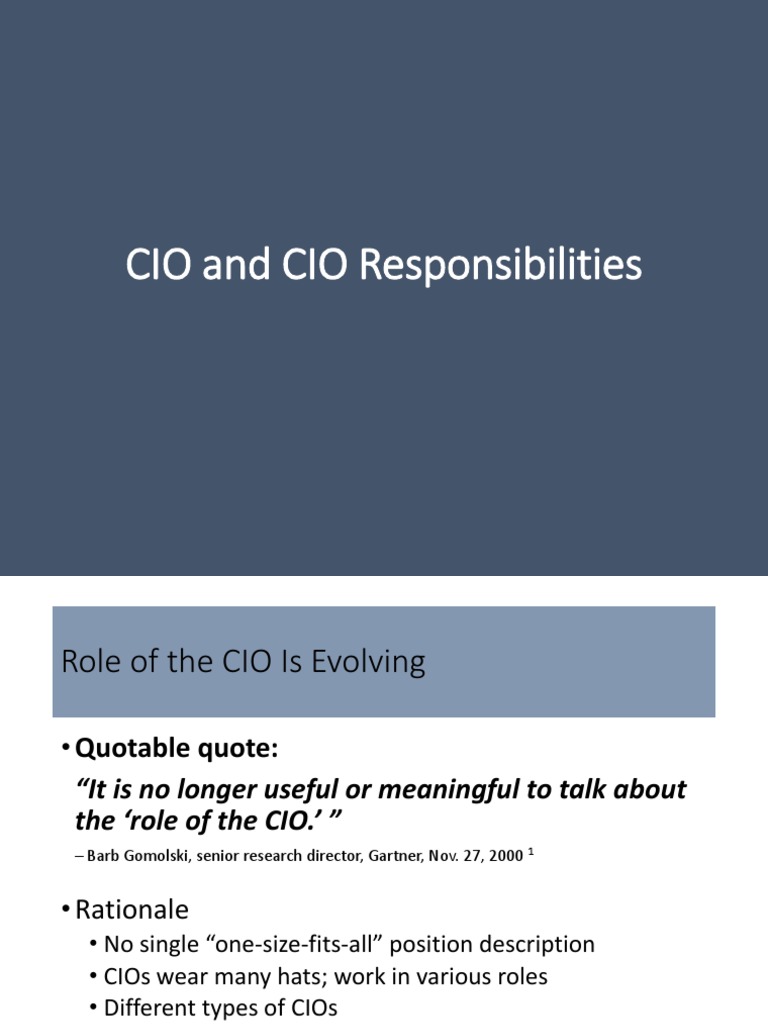CIO and CIO Responsibilities | Chief Information Officer | Business ...