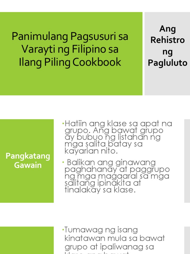 Ang Rehistro NG Pagluluto | PDF