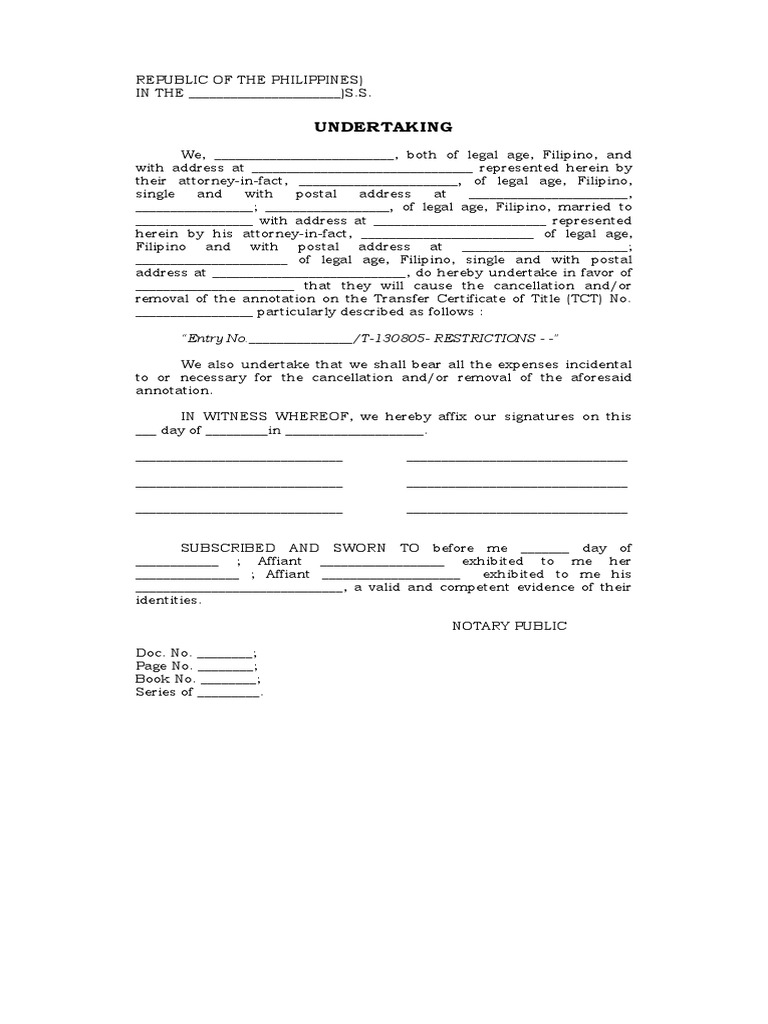 Sample Undertaking | PDF