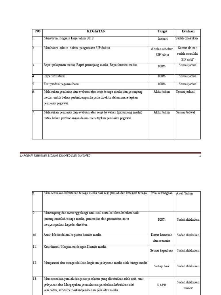 Lampiran Laporan Tahunan Bidang Yanmed Dan Jangmed | PDF