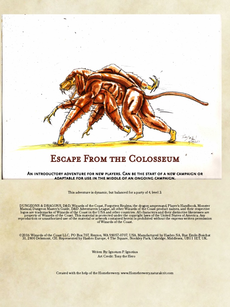 Escape The Colosseum | PDF | Dungeons & Dragons | Wizards Of The Coast