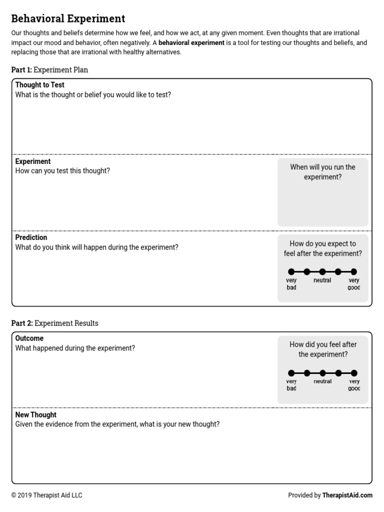 Behavioral Experiment: Part 1: Experiment Plan Thought To Test | PDF ...