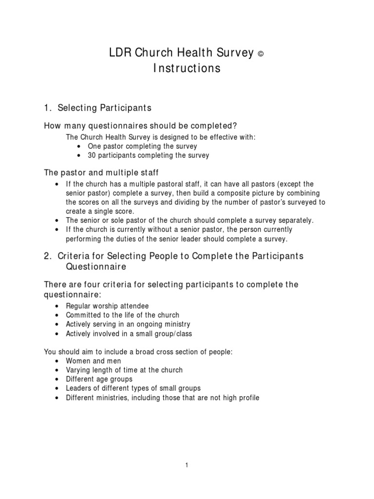 Church Health Survey Template | Christian Church (Disciples Of Christ ...