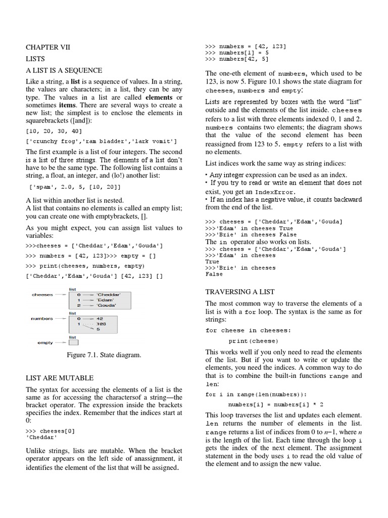 Lists Thinkpython 2 Pdf Sequence String Computer Science