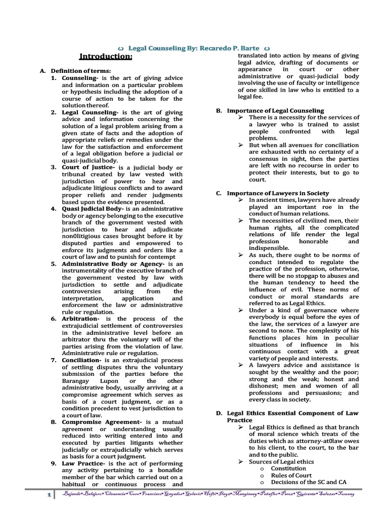 Legal Counseling by Barte PDF | PDF | Lawyer | Law Firm