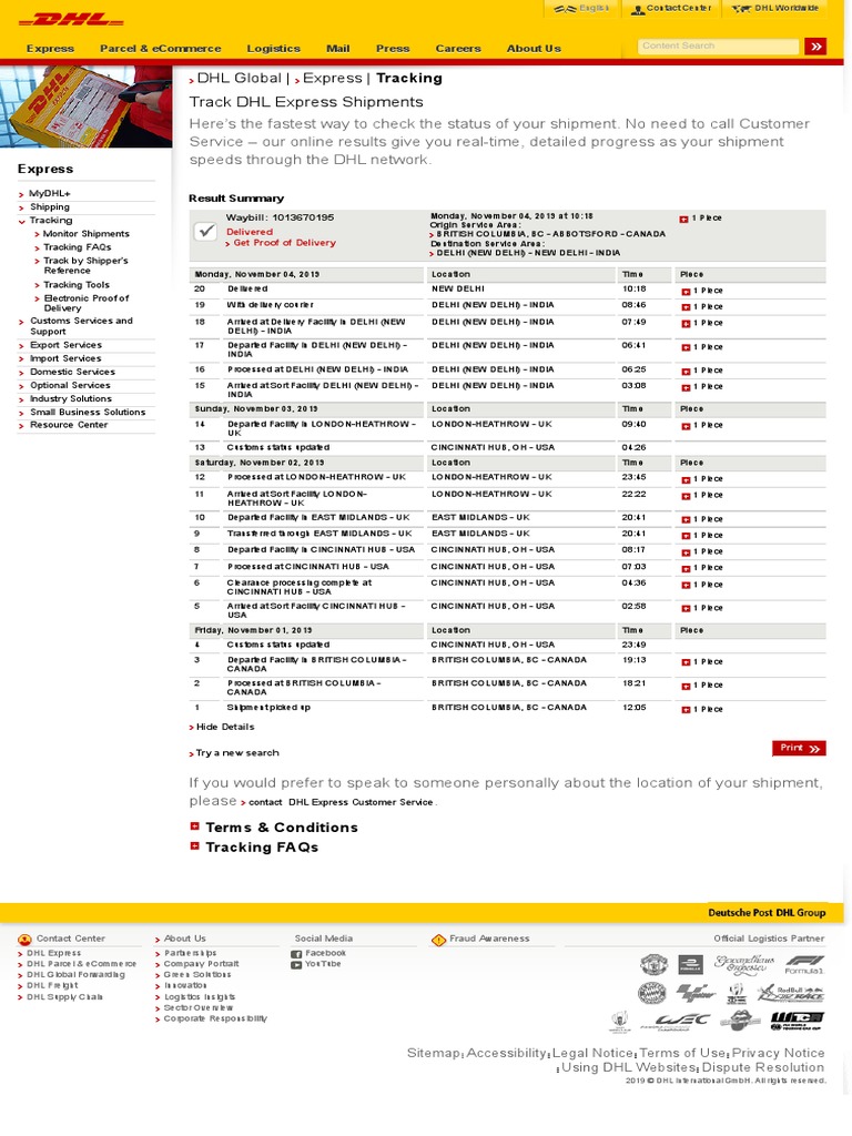 Tracking, Track Parcels, Packages, Shipments DHL Express Tracking 2 ...