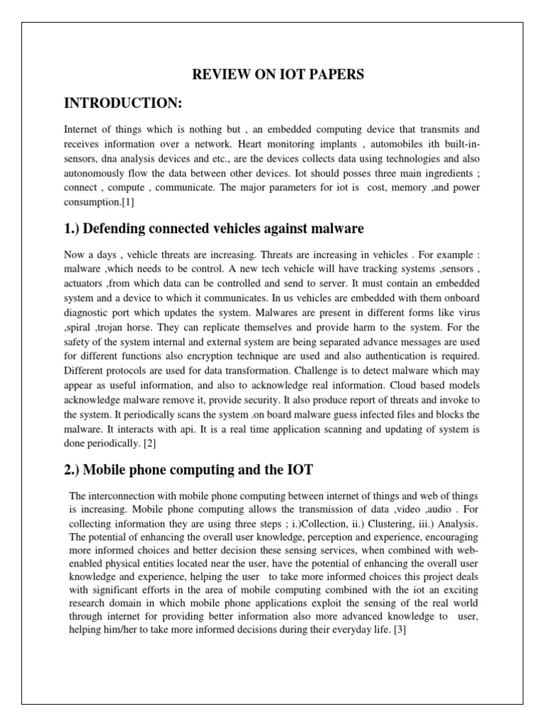 Review On Iot Papers | PDF | Internet Of Things | Malware