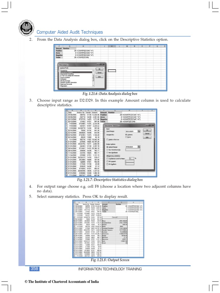 Computer Aided Audit Techniques: Fig. 1.21.6: Data Analysis Dialog Box ...