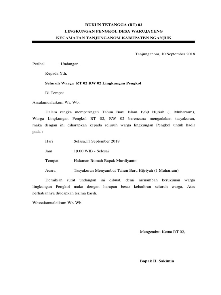Undangan RT | PDF