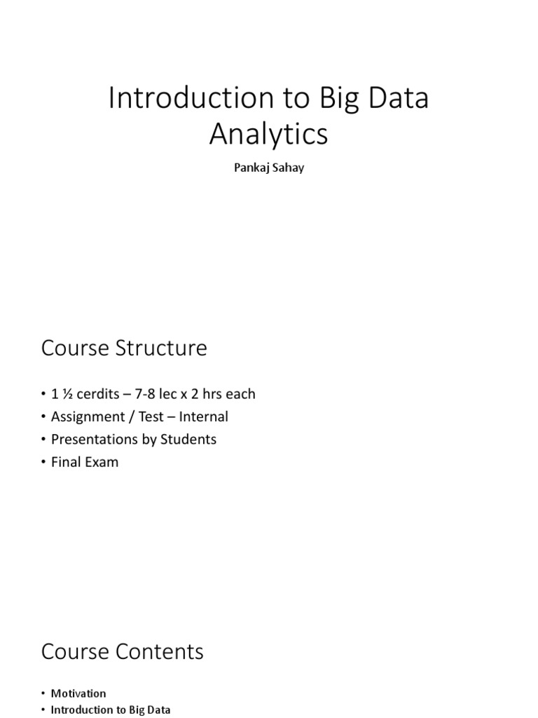 Introduction To Big Data Analytics | PDF | Apache Hadoop | Big Data