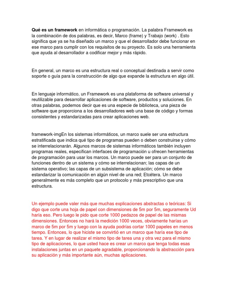 Qué es un framework en programación | PDF | Marco de software | Modelo ...