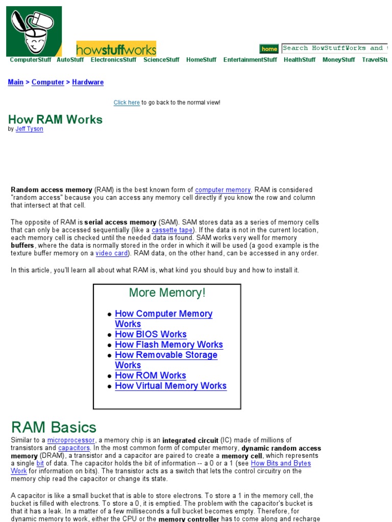 RAM Basics | PDF | Dynamic Random Access Memory | Random Access Memory
