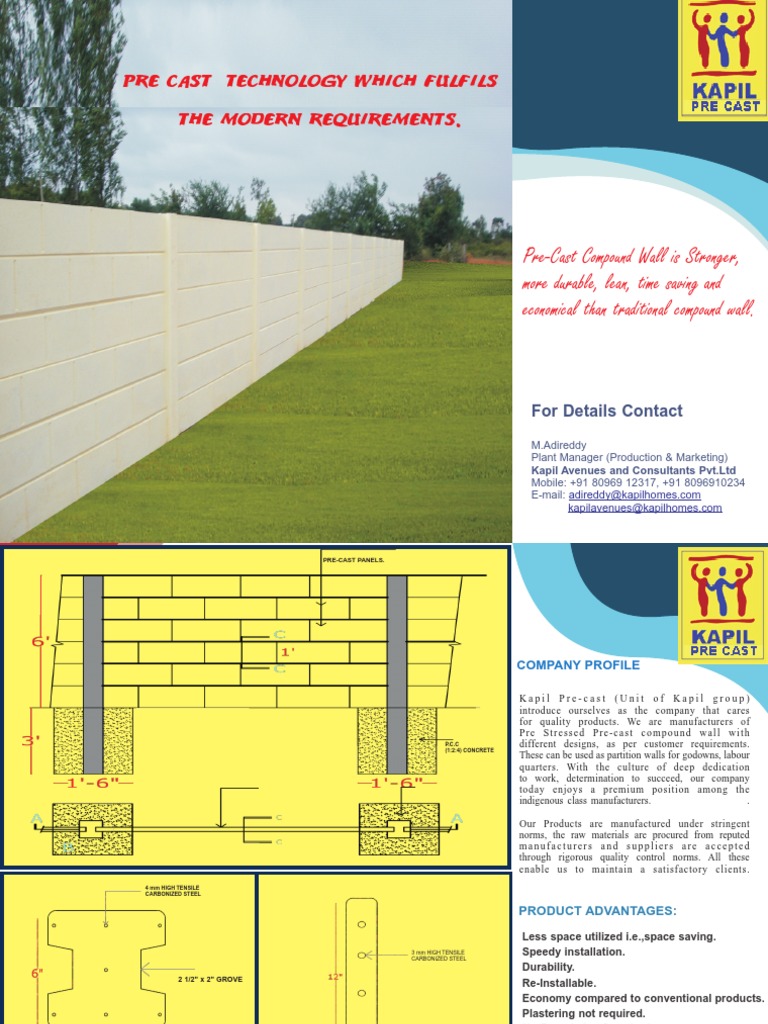 Pre-Cast Compound Wall Advantages | PDF | Precast Concrete | Plaster